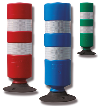 Baliza cilíndrica H-75 flexible con reflectante y base desmontable